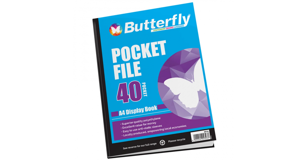 Butterfly POCKET FILE A4 40 Pocket – Waltons Namibia
